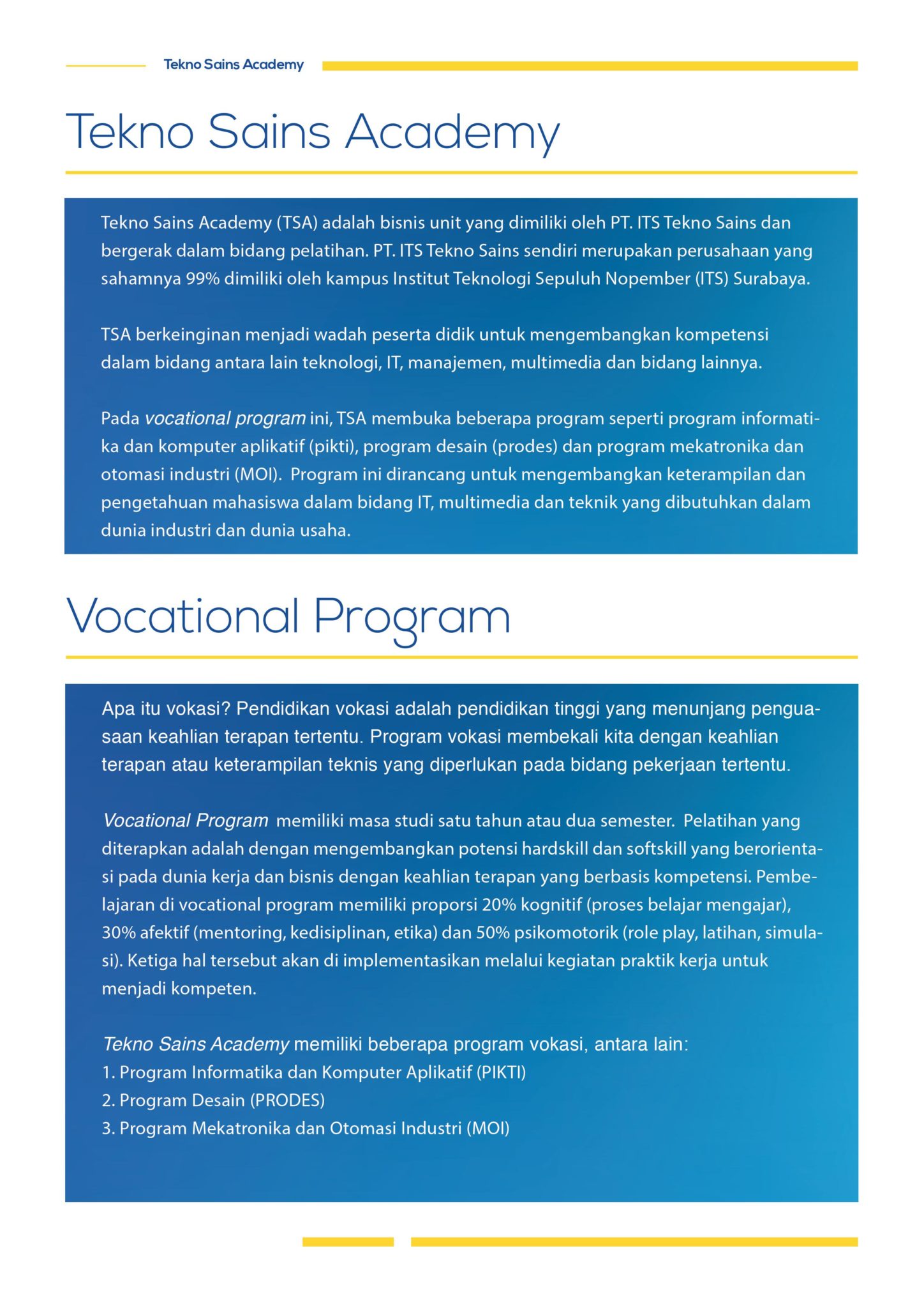 Tekno Sains Academy Vocational Program - Institut Teknologi Sepuluh ...
