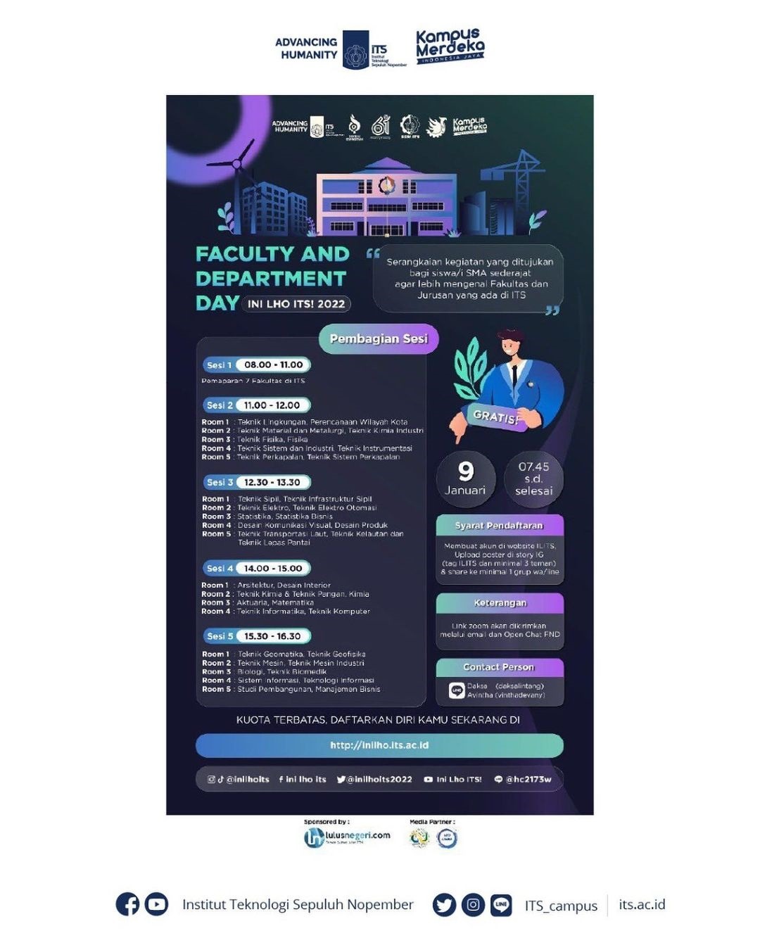 Open Registration : Faculty and Department Day INI LHO ITS! 2022 - Institut Teknologi Sepuluh ...