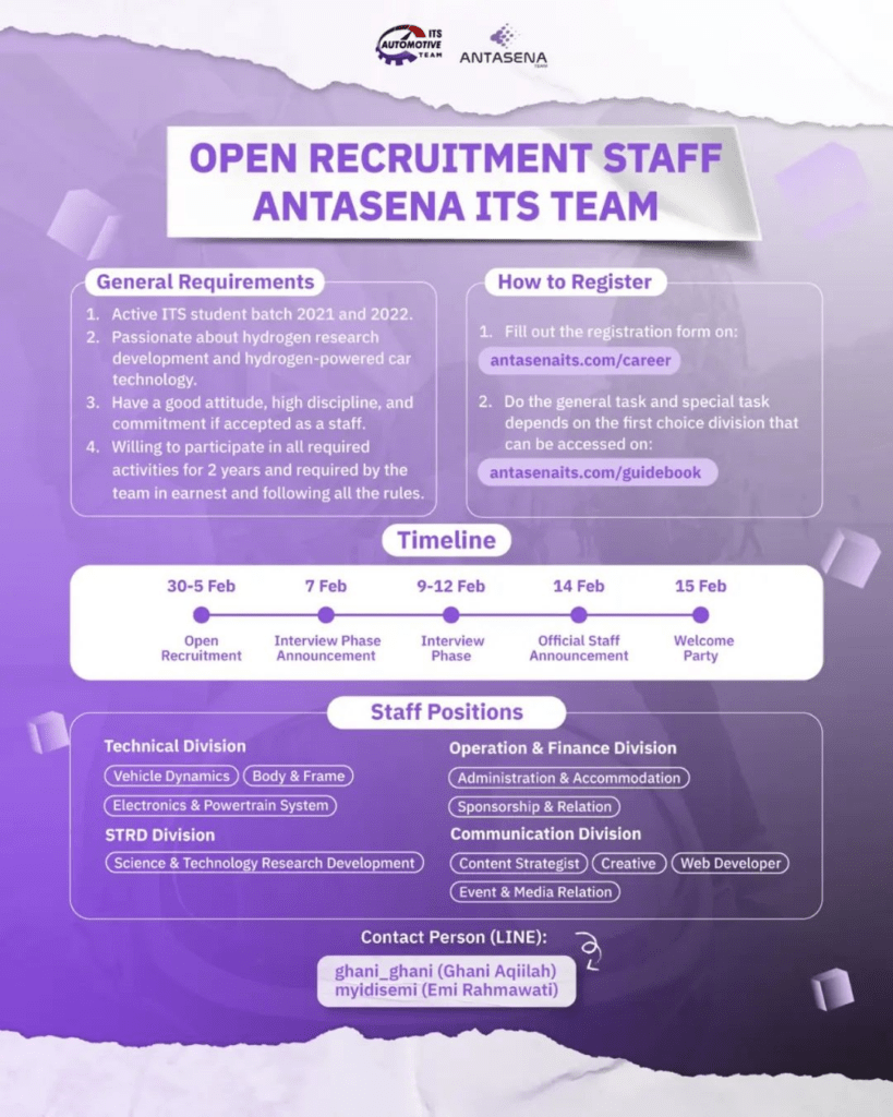 OPEN RECRUITMENT: STAFF ANTASENA ITS TEAM - Institut Teknologi Sepuluh Nopember
