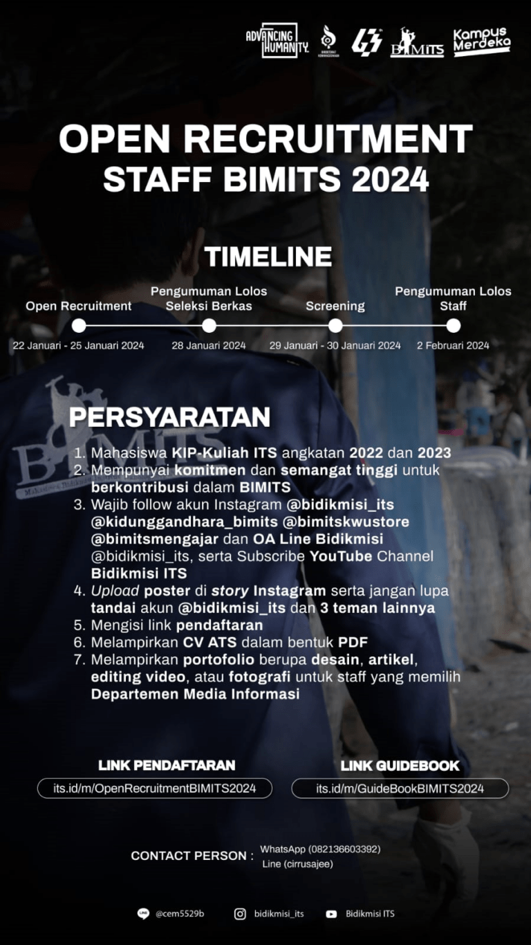 OPEN RECRUITMENT : STAFF BIMITS 2024 - Institut Teknologi Sepuluh Nopember